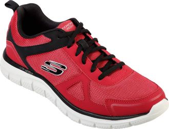 Skechers Herren Track Laufschuhe, rot/schwarz, 10 UK Narrow