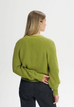 Mela Cardigan Rippstrick Cardigan Style BHUMA Gerippte B&uuml;ndchen und gerippter Saum