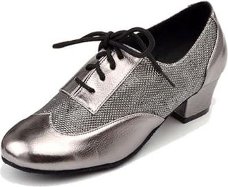 MGM-Joymod Chaussures de Danse &agrave; Talon Bas &agrave; Lacets pour Femme - Gris - Grey/4cm Heel, 39 EU