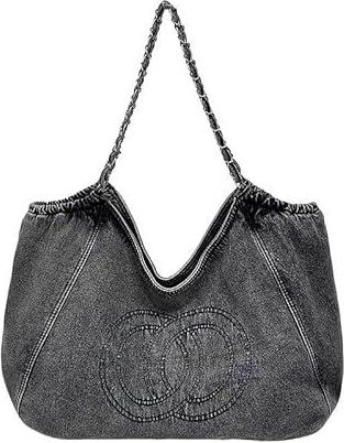 Generic Sac fourre-tout en toile denim pour femme - Grande capacit&eacute; - R&eacute;tro - L&eacute;ger - Style d&eacute;contract&eacute; - Pour le travail et les voyages, Noir, 40*18*25.5 cm 