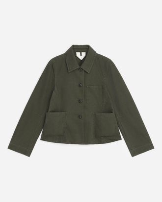 Arket Ausgestellte Jacke Aus Baumwoll-Canvas -Gr&uuml;n