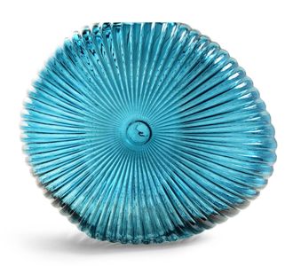 Riffelmacher & Weinberger Riffelmacher Vase Helsinki rund | Glas Petrol | 30 cm | Muschel-Rillenstruktur | Dekovase in modernem Design | 20813