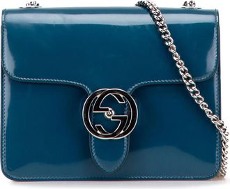 Gucci Hobo Bags - Small Polished Calfskin Interlocking G Dollar Cros - Gr. unisize - in Blau - f&uuml;r Damen