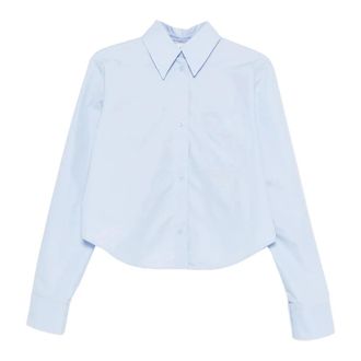 Sportmax Femme, Blouses et Chemises, Bleu, Taille: 40 FR Chemise Courte Coupe Droite