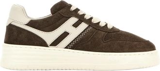 Hogan Low-Top Sneaker - Hogan H630 Sneakers With Calfskin - Gr. 36,5 (EU) - in Beige - f&uuml;r Damen
