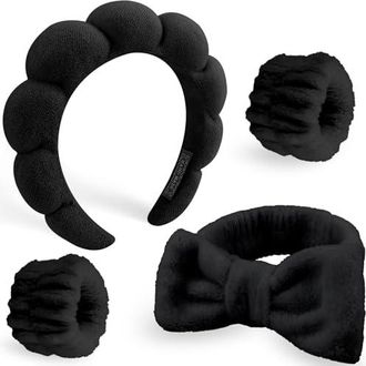 Dreshow Bandeau Spa pour le Lavage du Visage Set de Poignets Éponge doux Bandeaux en Tissu Éponge pour le Maquillage et Les Soins de la Peau Bandeau Antidérap