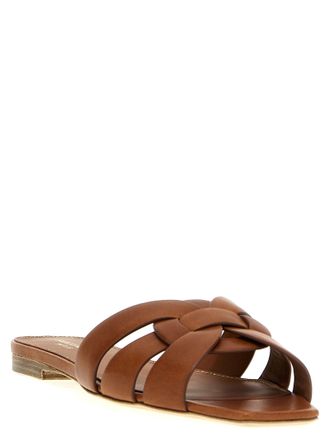 Saint Laurent Tribute Nu Pieds Flat - Brown