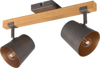 Trio Leuchten Deckenleuchte Bell 801900267, Metall Nickel antik, Holz, exkl. 2x E14