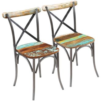 vidaXL Vidaxl - Chaises &agrave; manger lot de 2 bois de r&eacute;cup&eacute;ration solide