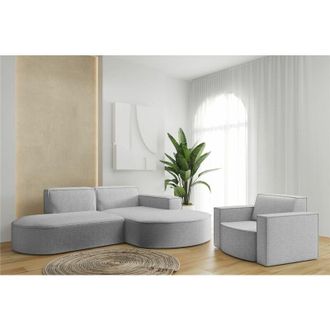 Fun M&ouml;bel Fun Moebel - Sofa Set 2-teilig Sessel und Ecksofa palma xs Stoff Ascot Toffee Ottomane Rechts
