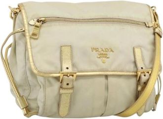 Prada Pre-owned Sac bandouli&egrave;re vintage en nylon - Femme - Pre-owned - Beige - Taille: ONE Size