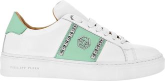 Philipp Plein unisex, Chaussures, Blanc, Taille: 36 EU Leather Lo-Top Baskets Studs