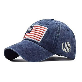 Generic Casquette de baseball unisexe vintage broderie USA drapeau camionneur casquette réglable chapeau de soleil sport casquette, bleu marine, taille unique
