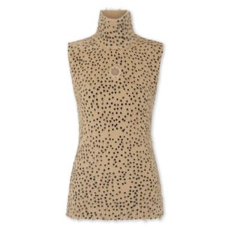 Paco Rabanne &Auml;rmelloses Top mit Animalier-Punktmuster - - Knitwear - Damen - Beige - L