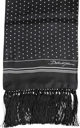 Dolce & Gabbana Mens Polka Dot Silk Foulard Scarf Black
