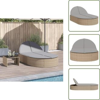 vidaXL The Living Store - vidaXL Doppel-Sonnenliege mit Auflagen Beige Poly Rattan