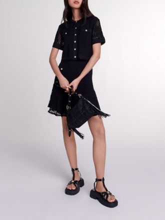 Maje H&auml;kelkleid Mit 2-in-1-optik - Schwarz - Gr&ouml;&szlig;e 38 - Maje