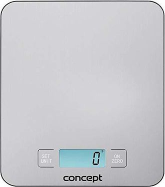 Concept Hausger&auml;te VK5710 K&uuml;chenwaage, Produktlinie SINFONIA, Zeit-Anzeige, Zeitschaltuhr, Tragkraft bis 15 kg, LCD Display, auch zur Wandbefestigung, Rostfre