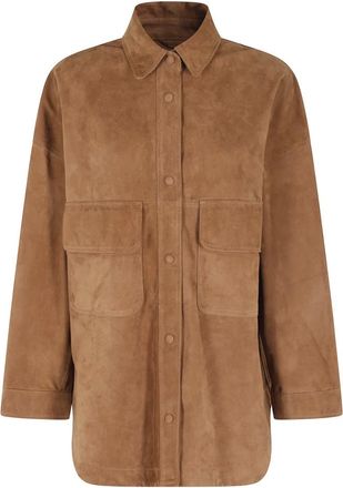 Federica Tosi Femme, Vestes, Brun, Taille: 38 FR Giacca Camicia Suede