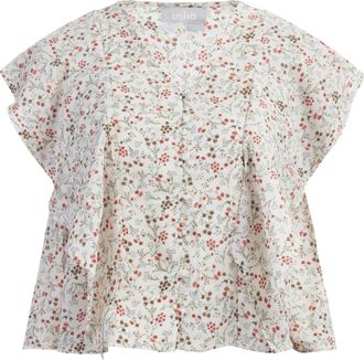 Usha kurzarmbluse Damen Wollwei&szlig; Mehrfarbig