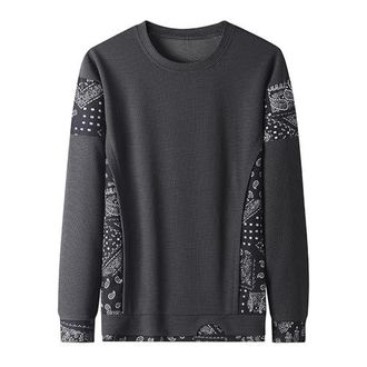 Generico Sweat-shirt Oversize pour homme - Pull de sport et de fitness - Pull en tricot uni avec col rond - Sweat-shirt &agrave; manches longues - Pullover d&eacute;contract