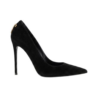 Elisabetta Franchi Pumps aus Wildleder mit Logo-Detail - - Shoes - Damen - Schwarzk - 36 EU