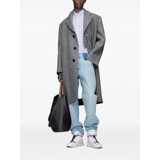 Maison Margiela Virgin Wool Prince of Wales Check Coat - Grey