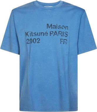Maison Kitsun&eacute; Homme, Tops, Bleu, Taille: L T Shirt MM Over Parlata