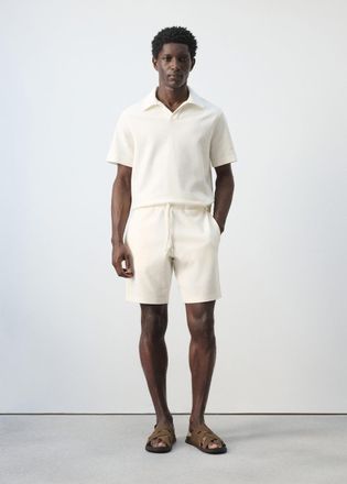 Mango Bermuda coton textur&eacute; cordon blanc - Homme - XXL - MANGO MAN