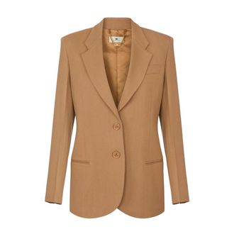 Elisabetta Franchi Flie&szlig;ender Gabardine-Blazer - - Jackets - Damen - Braun - 2XL