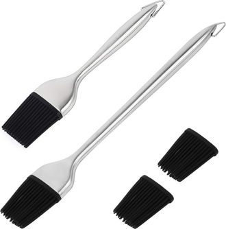 Hemoton 1stück Edelstahl Bbq Pinsel Mit Silikonbürstenkopf Für Grillen Und Backen Ersatzbürstenköpfe Langlebig Einfach Zu Reinigen Für Outdoor Und Hausgebrauc