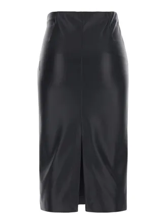 Jucca Womens Midi Skirt Eco Leather Black