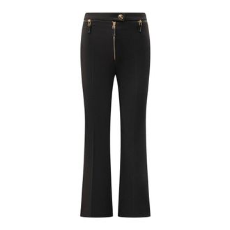 Elisabetta Franchi Femme, Pantalons, Noir, Taille: 36 FR Double Crepe Pantalons