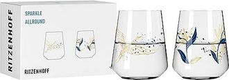 Ritzenhoff Ritzenhoff Sparkle Allround 3981001 Lot de 2 verres universels 500 ml - Motif avec effet iris&eacute; - Fabriqu&eacute; en Allemagne, Bleu/Dor&eacute;
