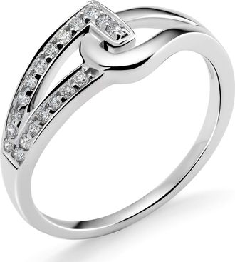 Orphelia Damen-Ring 750 Weißgold rhodiniert Diamant (0.15 ct) weiß Rundschliff Gr. 58 (18.5) - RD-3222/58