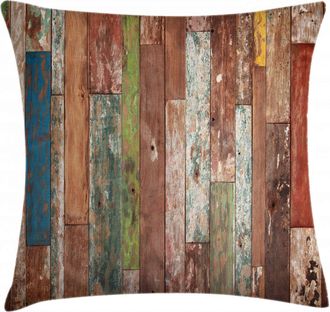 Abakuhaus Rustikal Kissenbezug, Schmutz-Art-Design-Planks, f&uuml;r den Innen oder Au&szlig;en Bereich geeignet mit Rei&szlig;verschlu&szlig; Waschbarer Stoff, 60 x 60 cm, Holzbraun