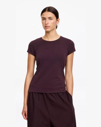Arket Schmales T-Shirt Mit Fl&uuml;gel&auml;rmeln -Lila