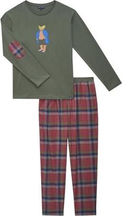 Arthur Pyjama Homme - Ensemble de Pyjama Homme - T-Shirt Manches Longues et Pantalon - 100% Coton (FR/ES, Alpha/Lettres, L, Taille Normale, Taille Normale, T