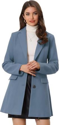 Allegra K Manteau à Fermeture boutonnée à Revers pour Femmes Costume dHalloween Bleu poudré clair XS