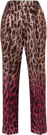 Roberto Cavalli Metallic Jaguar-Jacquard Hose - - Trousers - Damen - Rosa - M