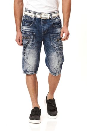 Cipo & Baxx Jeansbermudas CIPO & BAXX, Herren, Gr. 32, N-Gr, blau, Denim/Jeans, Obermaterial: 100% Baumwolle, Abriebeffekte, regular fit kniebedeckend, Jeans, Bau