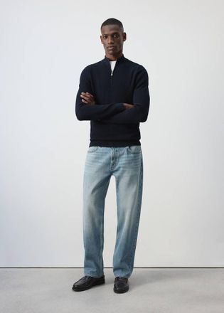 Mango Pull-over maille fine fermeture &Eacute;clair bleu marine - Homme - XXL - MANGO MAN