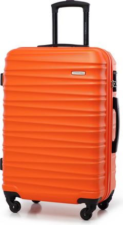 Wittchen Reisekoffer Rollkoffer Trolley Mittlerer Koffer Reisekoffer Hartschale aus ABS Mittelgroßkoffer mit 4 Spinner-Rollen Zahlenschloss Groove Line Größe M