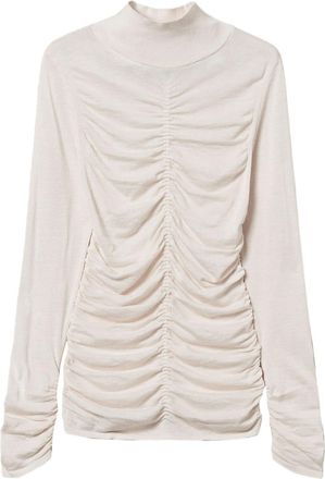 Twin-Set Geraffter Pullover mit Stehkragen - Nude