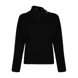 P.A.R.O.S.H. Ladybird Gerippter Wollpullover - - Knitwear - Damen - Schwarzk - XS