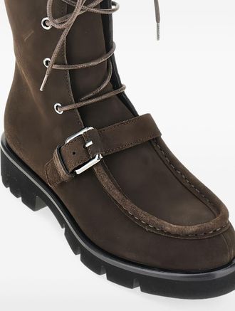 Emporio Armani Lace-Up Suede Boots - Brown