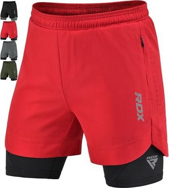 RDX Sports Shorts De Course, Shorts De Sport Homme 2 Fermetures Eclair et 2 Poches pour T&eacute;l&eacute;phone, Elastique L&eacute;ger &agrave; S&eacute;chage Rapide pour Fitness Entra&icirc;nement, Jo