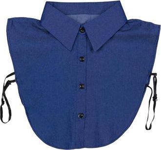 styleBREAKER Insert de col de Chemisier en Jean avec col en Dentelle et Patte de Boutonnage, col en Denim, Style Professionnel 08020016, Couleur:Bleu fonc&eacute;