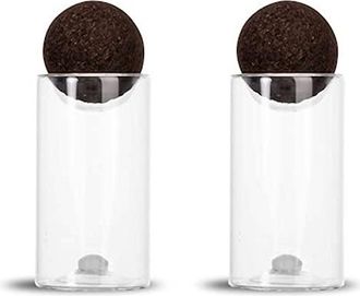 Sagaform Nature Salz und Pfefferstreuer 2-teilig aus Glas mit einem Korkstopfen in der Farbe Transparent-Braun, Ma&szlig;e: 4,5cm x 4,5cm x 11,5cm, 5018327