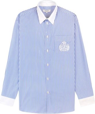 Sporty & Rich Gestreiftes Hemd mit Stickerei - Blau